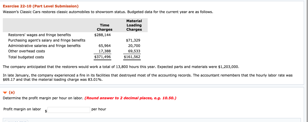 Solved Exercise 22-10 (Part Level Submission) Wasson's | Chegg.com