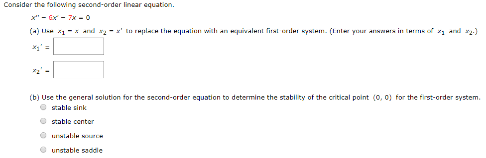 Solved Consider the following second-order linear equation | Chegg.com