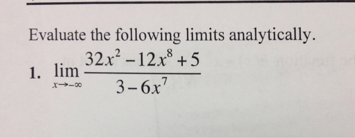 Solved Evaluate the following limits analytically. 32x2-12x8 | Chegg.com