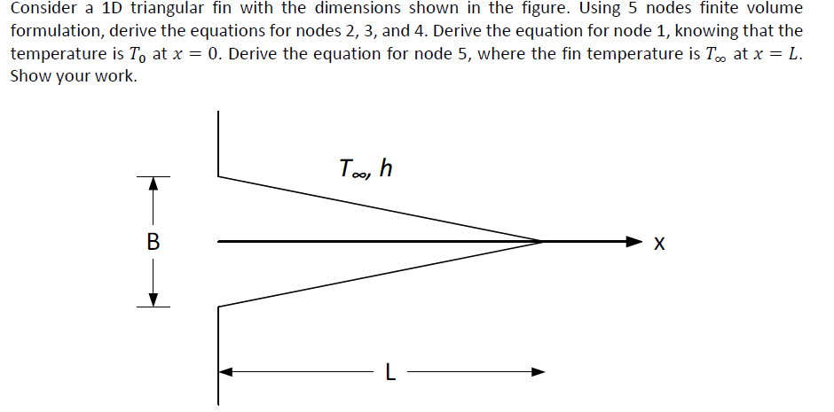 Solved Consider a 1D triangular fin with the dimensions | Chegg.com