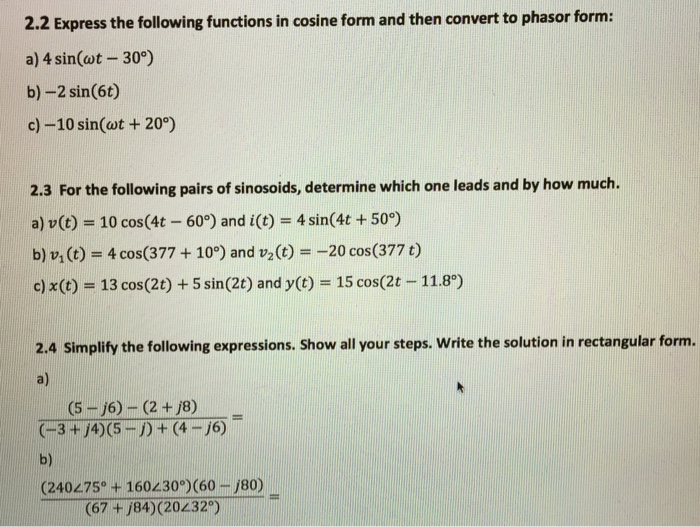 Solved Express the following functions in cosine form and | Chegg.com