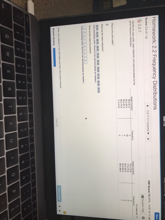 Solved Identify The Class Width Class Midpoints And Class 0620
