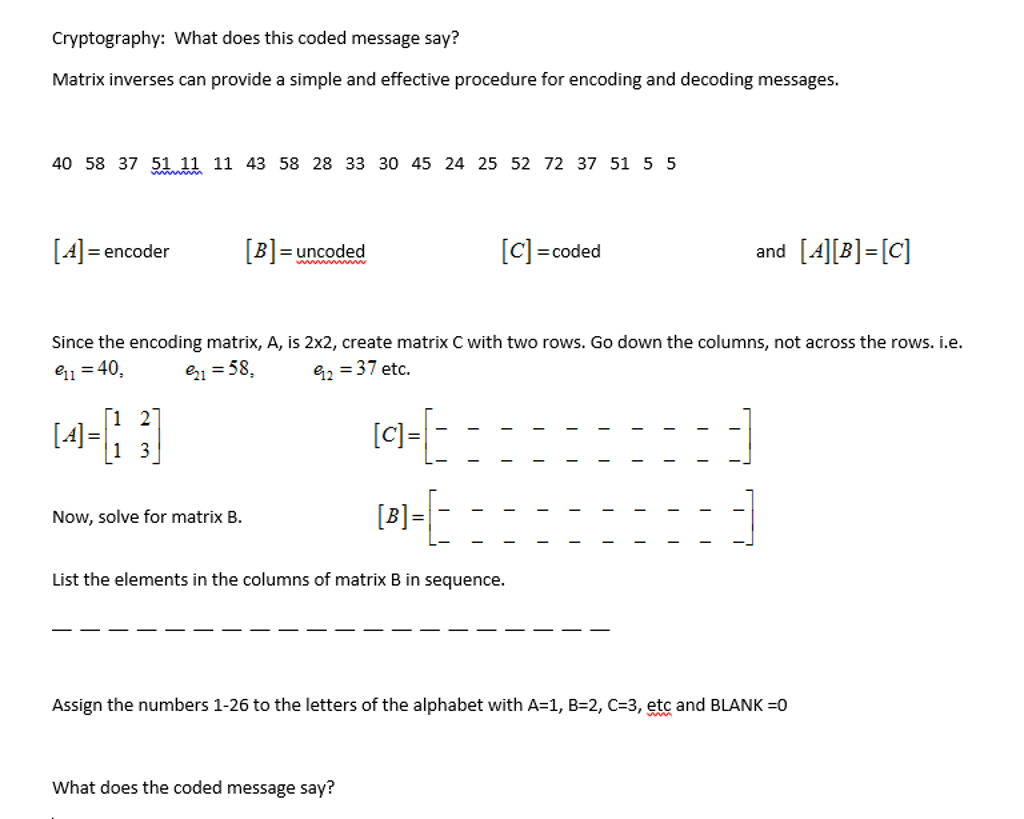 Solved Cryptography: What does this coded message say? | Chegg.com