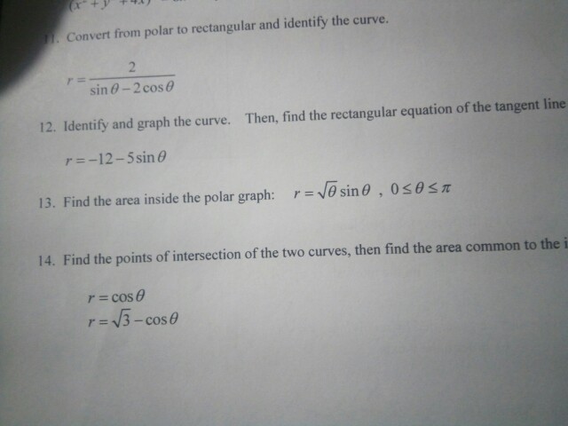 Solved Convert from polar to rectangular and identify the | Chegg.com