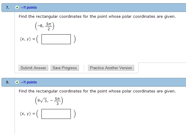 Solved Find The Rectangular Coordinates For The Point Whose 7485