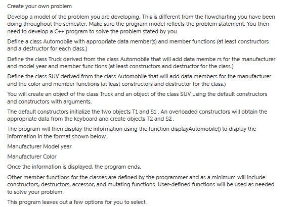 Solved Create your own problem Develop a model of the | Chegg.com