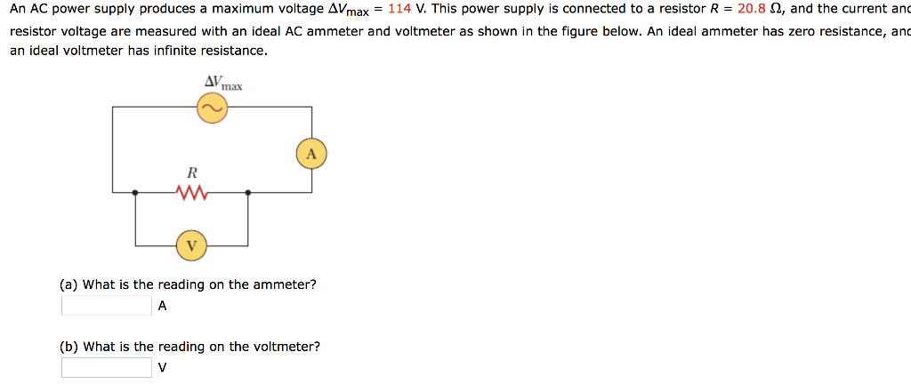 Solved An AC power supply produces a maximum voltage | Chegg.com