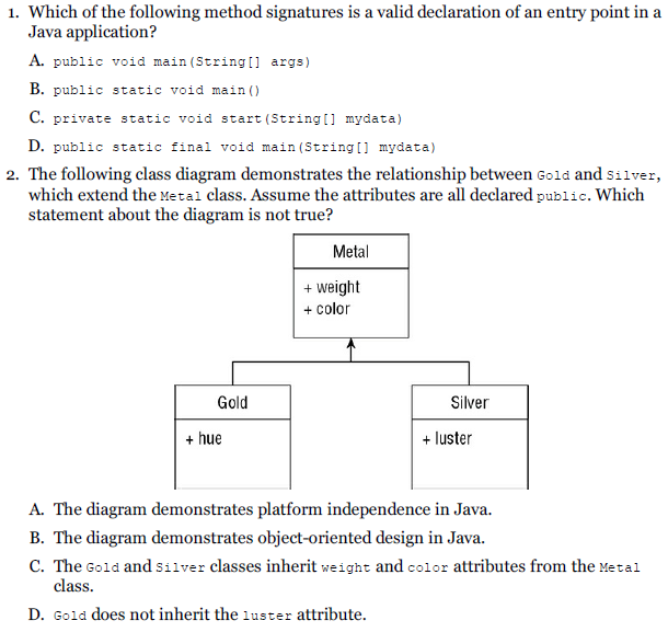 Solved 1 Which Of The Following Method Signatures Is A 1008