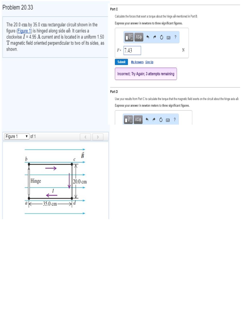 Problem 20.33 PartC Calculate the forces that exert a | Chegg.com Problem 20.33 PartC Calculate the forces that exert a | Chegg.com
