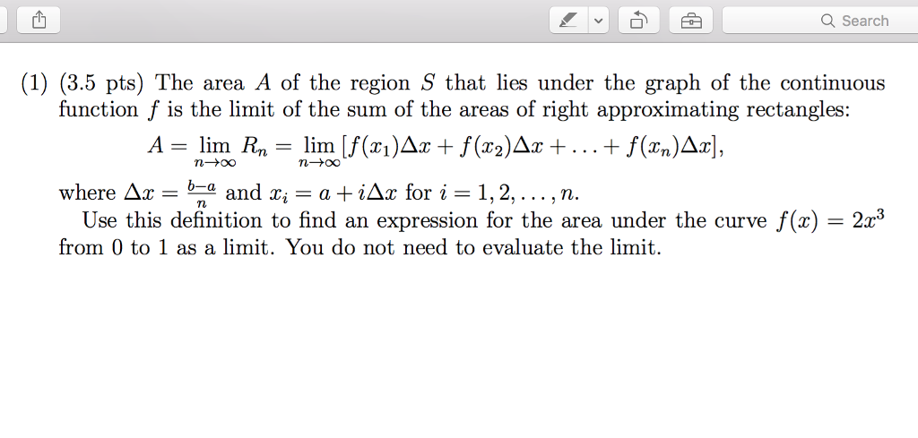 Solved The area A of the region S that lies under the graph | Chegg.com