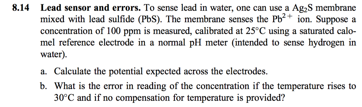 Solved Lead sensor and errors. To sense lead in water, one | Chegg.com