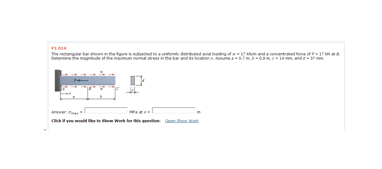 Solved P1.014. The rectangular bar shown in the figure is | Chegg.com