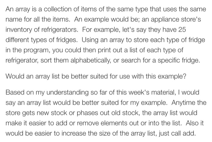 Solved An array is a collection of items of the same type | Chegg.com