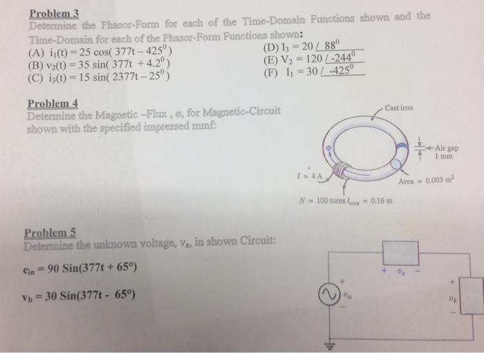 Solved Determine the Phasor-Form for each of the Time-Domain | Chegg.com