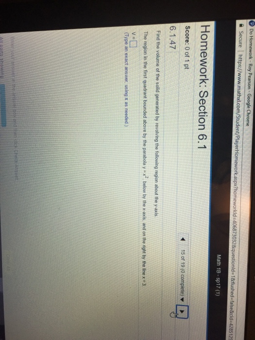 Solved Find the volume o1 the solid generated by revolving | Chegg.com
