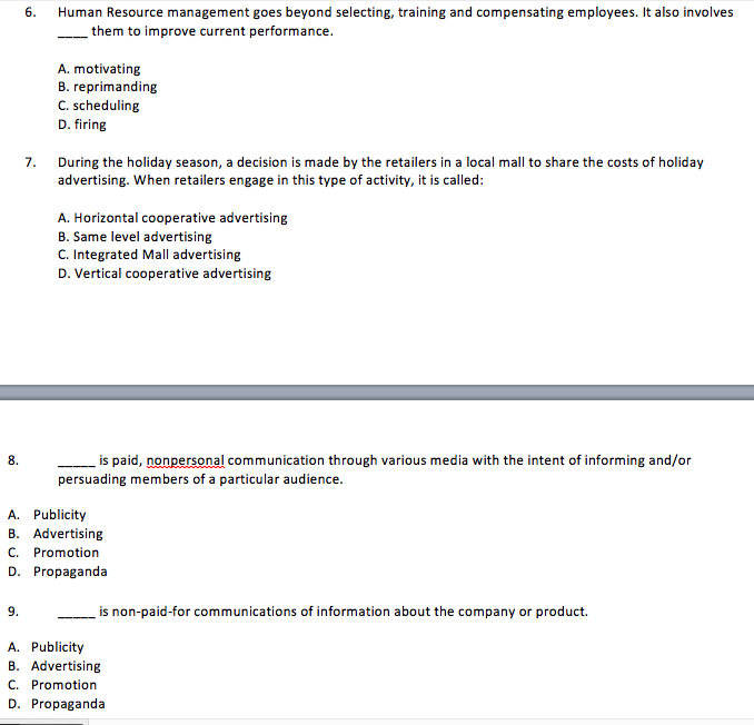 Solved Please answer these multiple choice questions. | Chegg.com