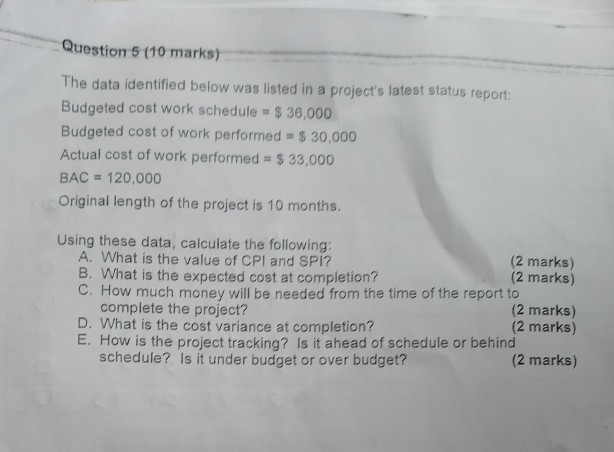 Solved Question 5 (10 marks) The data identified below was | Chegg.com