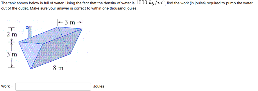 Solved The tank shown below is full of water. Using the fact | Chegg.com