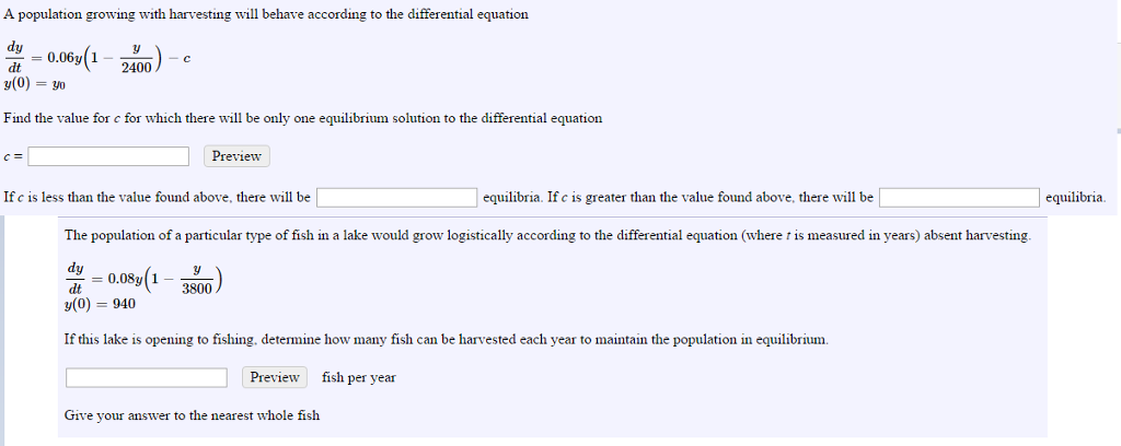 Solved DIFFERENTIAL EQUATION Solve using logistic growth | Chegg.com