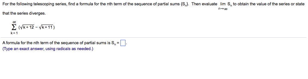 Solved For the following telescoping series, find a formula | Chegg.com