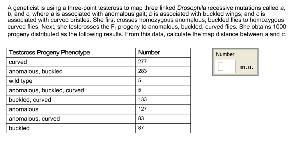 Solved A Geneticist Is Using A Three Point Testcross To Map