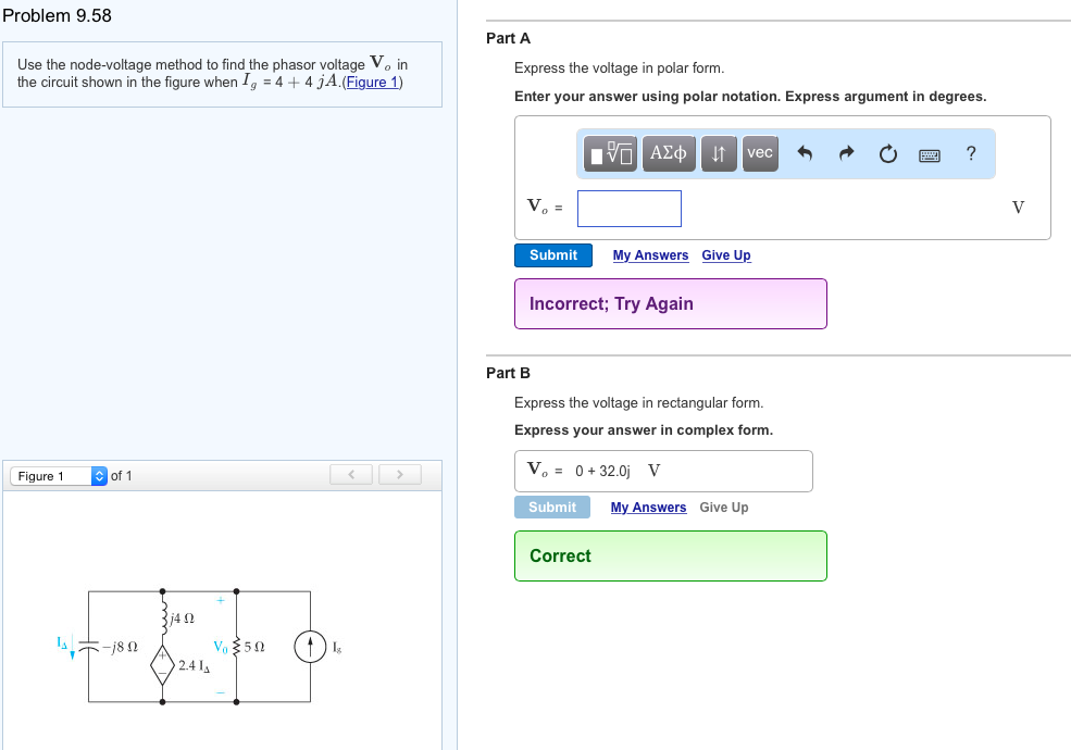 Solved Problem 9.58 Part A Use the node-voltage method to | Chegg.com
