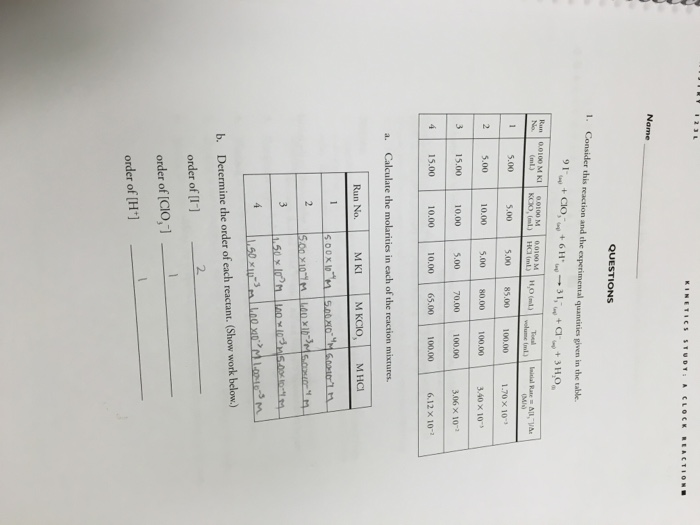 Solved What would be the initial rate of formation of I, (in | Chegg.com
