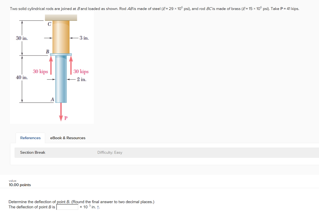 Solved Two solid cylindrical rods are joined at Band loaded | Chegg.com