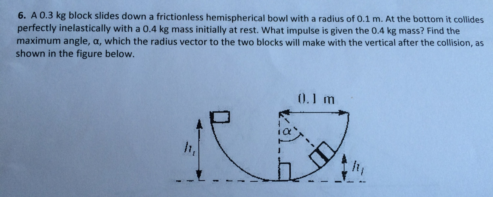 Solved A 0.3 kg block slides down a frictionless | Chegg.com