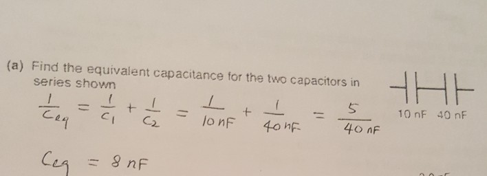 Solved (a) Find the equivalent capacitance for the two | Chegg.com