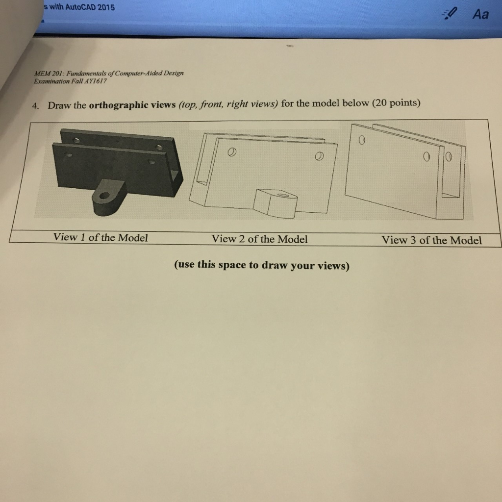 Solved Draw the orthographic views (top, front, right views) | Chegg.com