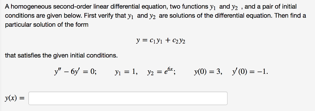 Solved A homogeneous second-order linear differential | Chegg.com