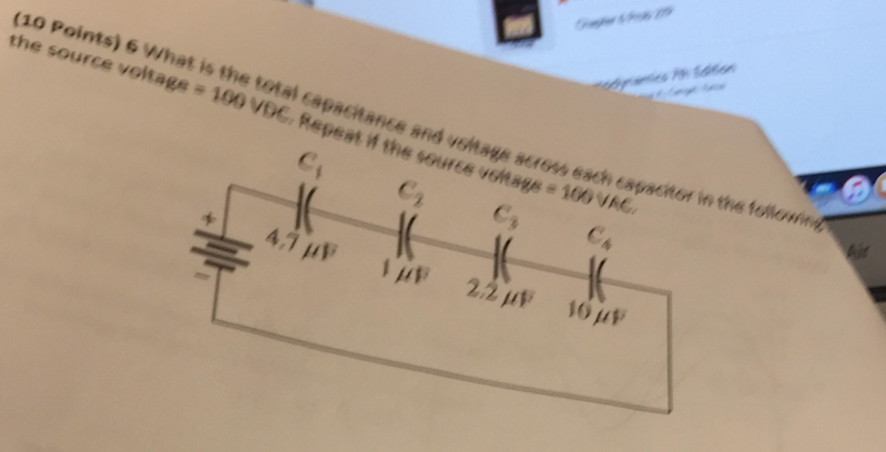 Solved What is the total capacitance and voltage across each | Chegg.com