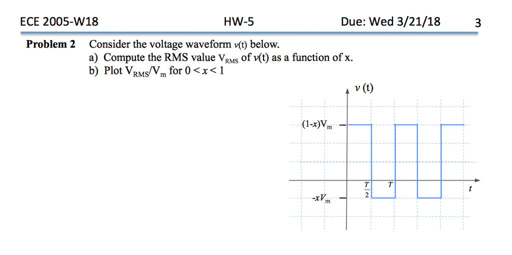 Solved Consider the voltage waveform v(t) below. a) Compute | Chegg.com