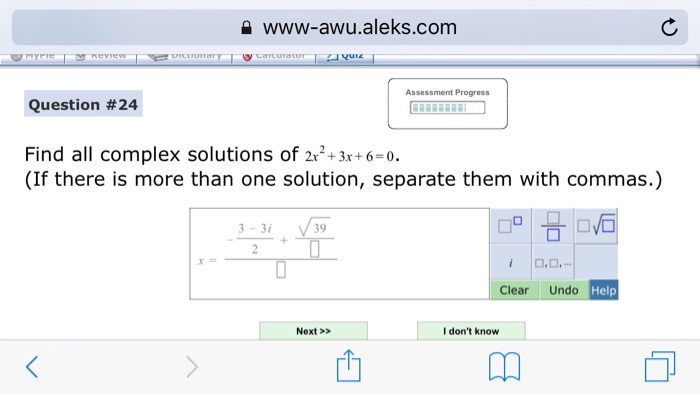 Solved Find all complex solutions of 2x^2 + 3x + 6 = 0. (If | Chegg.com