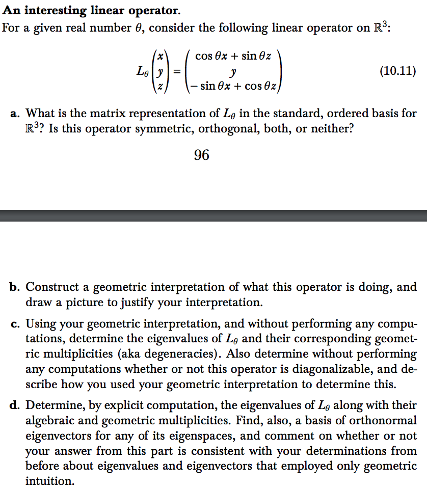 Solved An interesting linear operator. For a given real | Chegg.com