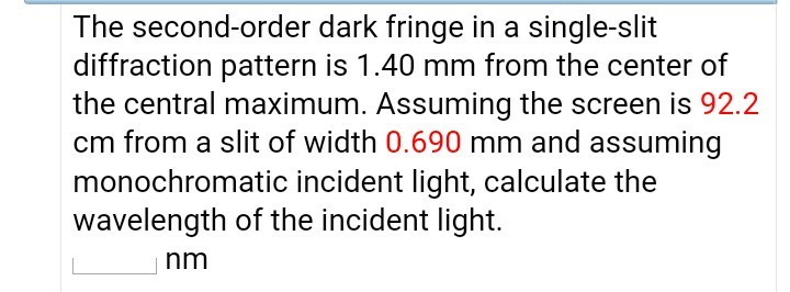 Solved The second-order dark fringe in a single-slit | Chegg.com