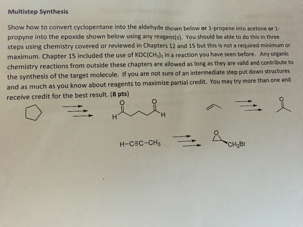 Solved Show how to convert cyclopentane into the aldehyde | Chegg.com