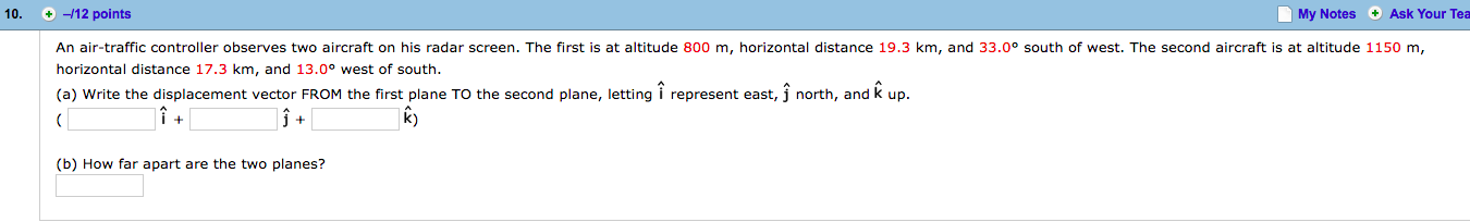 Solved An air-traffic controller observes two aircraft on | Chegg.com
