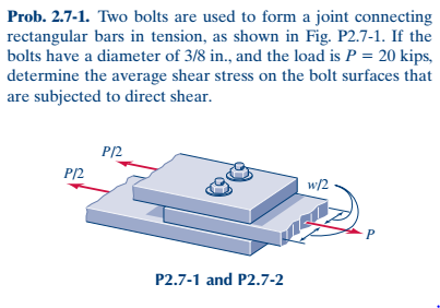 Solved Two bolts are used to form a joint connecting | Chegg.com