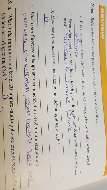REVIEW Note: Refer to the NEC or the plans in the | Chegg.com