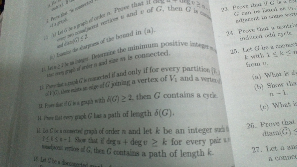 Solved Let G be a graph of order n. Prove that if deg u + | Chegg.com