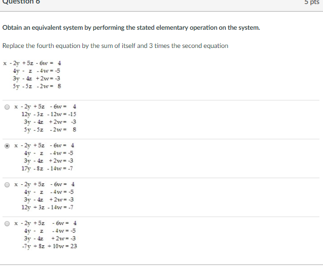 Solved Obtain an equivalent system by performing the stated | Chegg.com