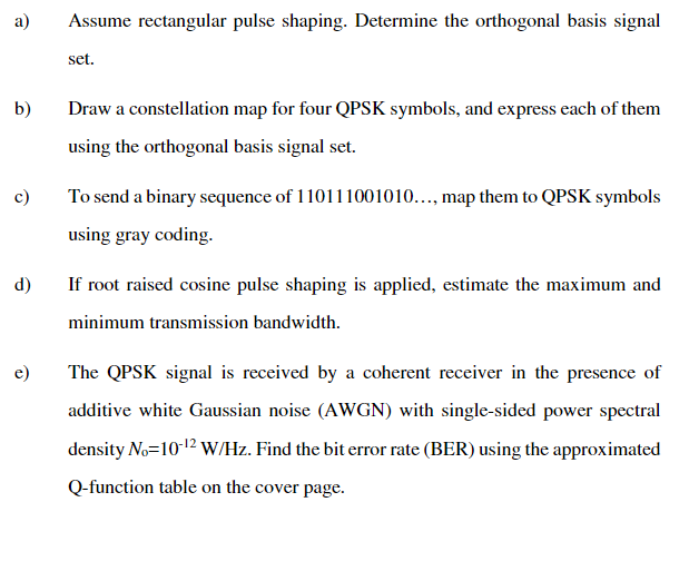 Solved Consider a QPSK transmitter shown in Fig. Q2 below. | Chegg.com