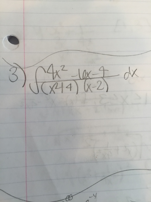 Solved: Integrate 4x^2-10x-4/(x^2 + 4)(x-2) Dx | Chegg.com