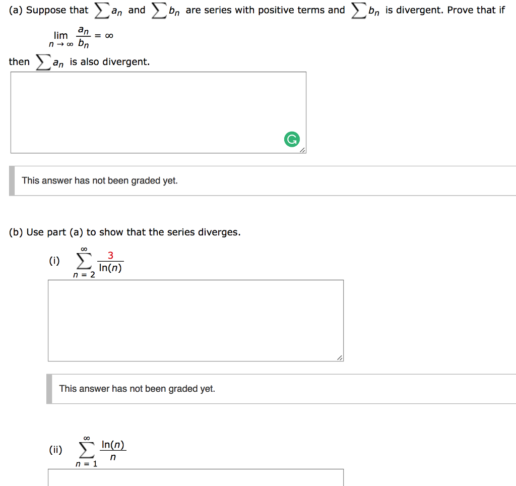 Solved (a) Suppose that a and bn are series with positive | Chegg.com