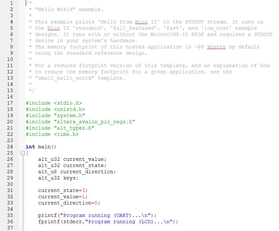 HELP WITH PROGRAMMING IN C USING NIOS II IDE FOR | Chegg.com