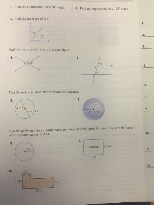 Solved Find the complement of a 78 degree angle. Find the | Chegg.com