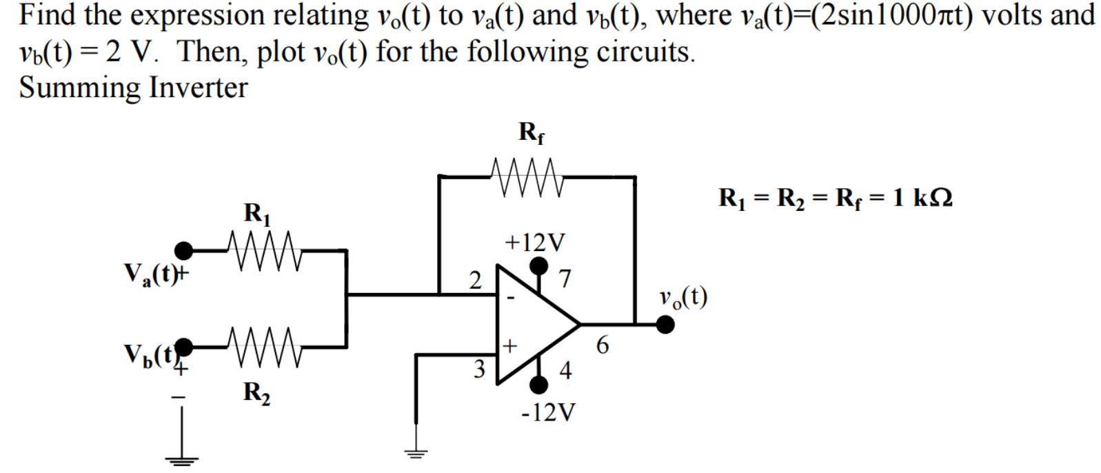 Solved Find the expression relating v_0(t) to v_a(t) and | Chegg.com
