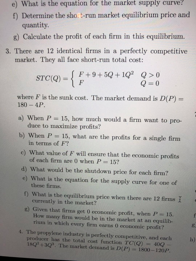 Market Supply Curve Equation